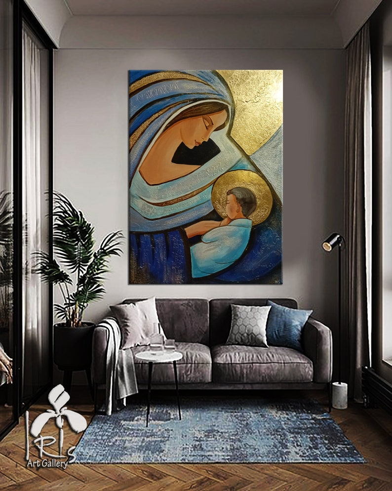 Original Modern Virgin Mary Religious Art, Original Madonna and Child ...