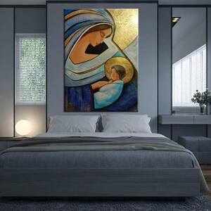 Original Modern Virgin Mary Religious Art, Original Madonna and Child ...