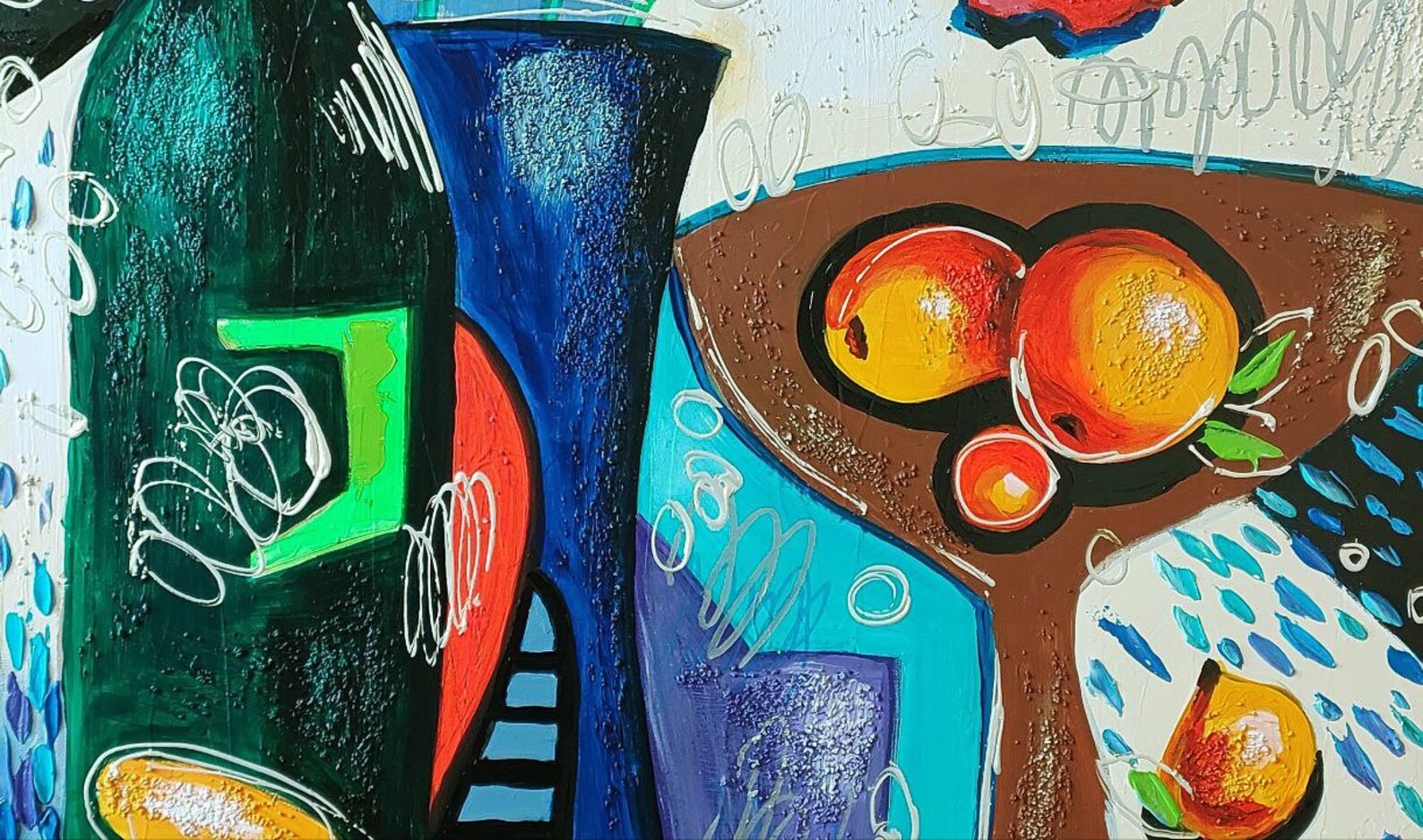 Kitchen Fruit Oil Painting Pop Art Fruits Abstract Still Life Interior ...