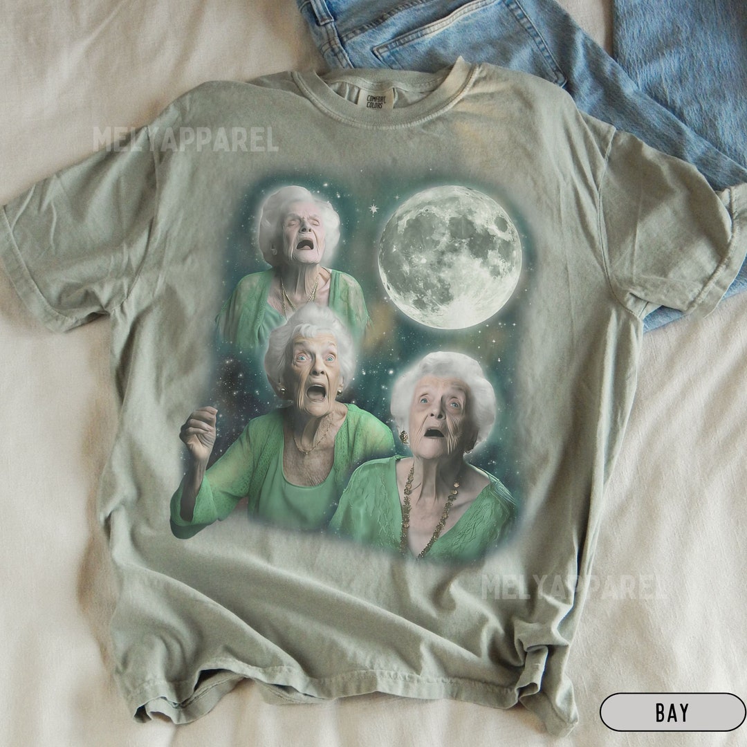 Granny Howling at Moon Shirt Vintage Comfort Color Tee Retro Sarcastic ...