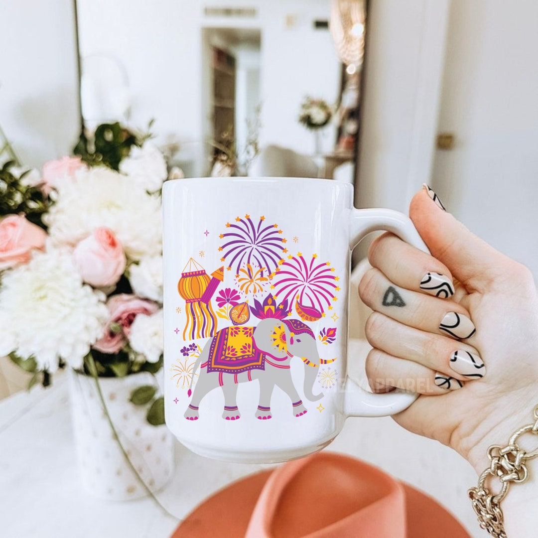 Diwali Coffee Mug Return Gift Indian Holiday Ceramic Chai Cup 15oz ...