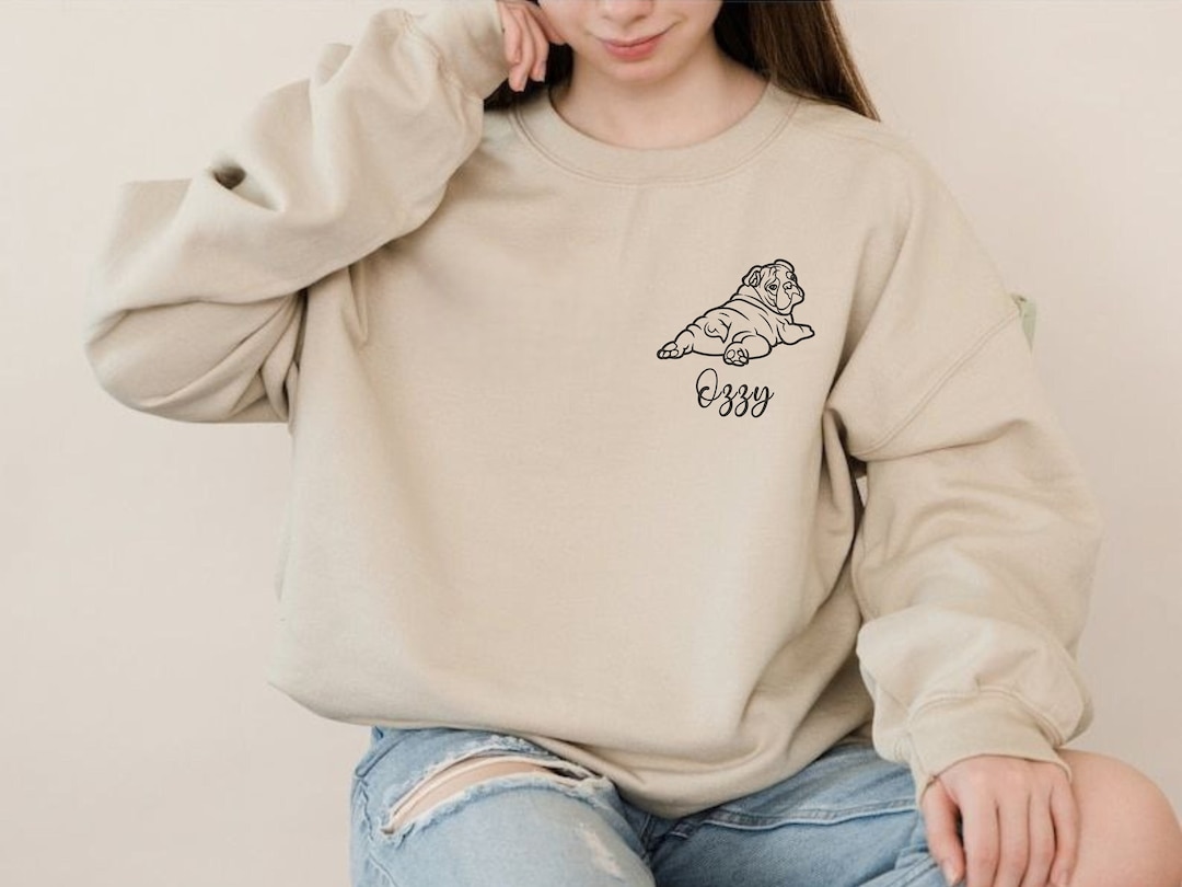 Personalized English Bulldog Sweatshirt Custom Bulldog Sweater Dog Name ...