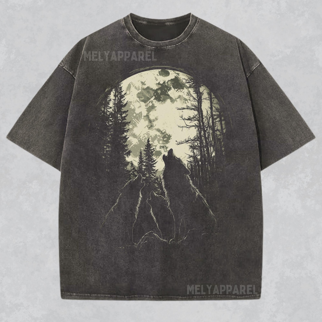 Howling Wolves Shirt Vintage Style Gothic Tee Unisex Comfort Colors ...