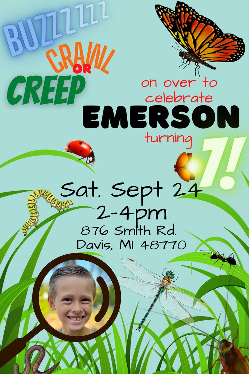 Bug Birthday Party Invitation - Etsy