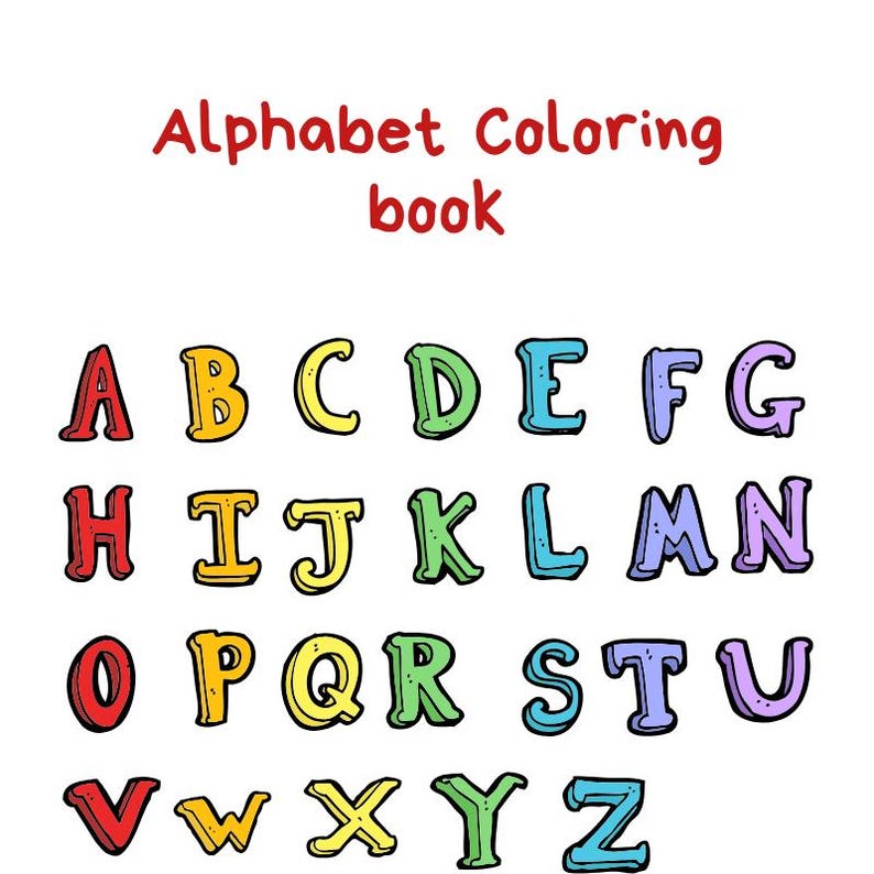 Alphabet Coloring Pages Worksheet in Black and White Illustrative Style ...