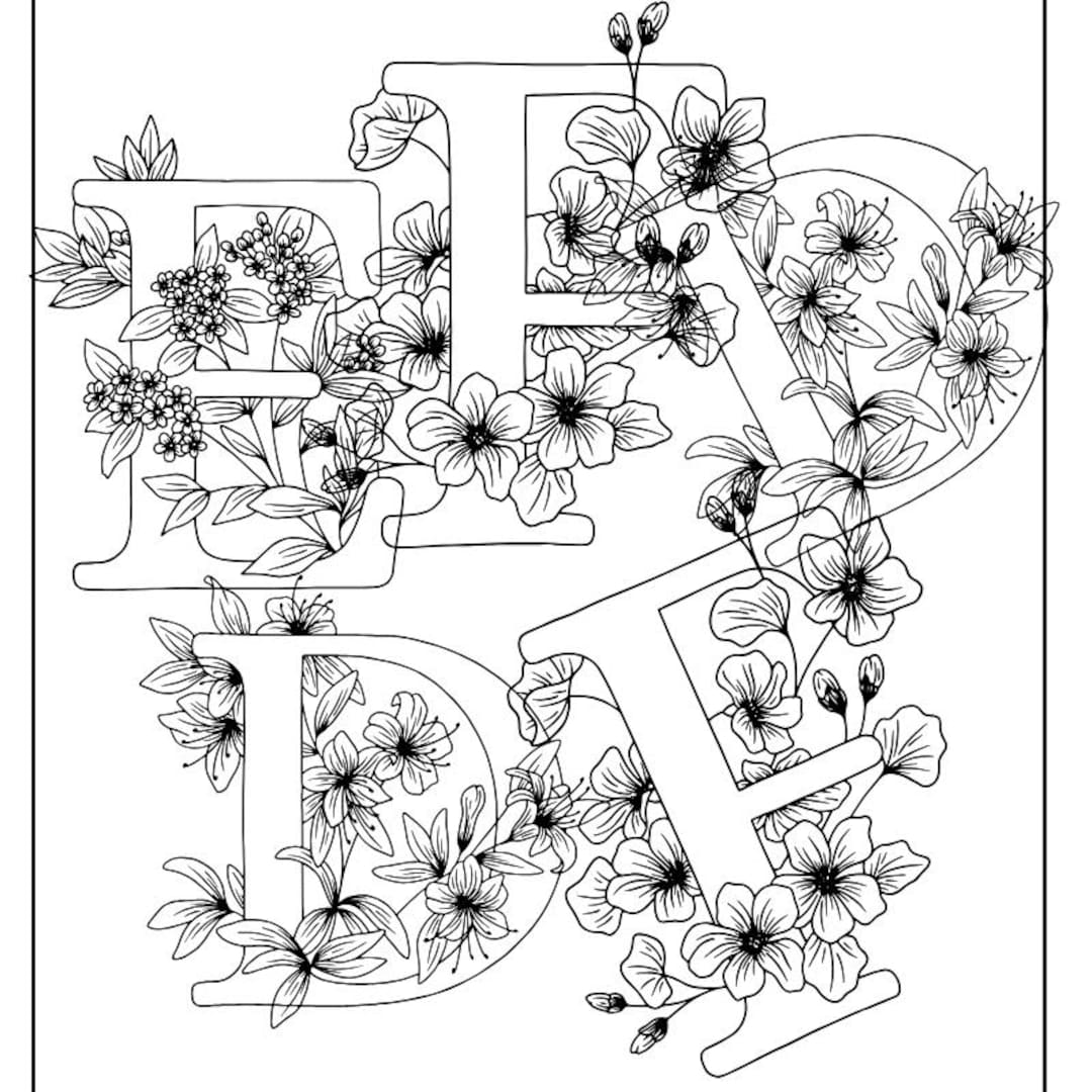 Alphabet Coloring Pages Worksheet in Black and White Illustrative Style ...