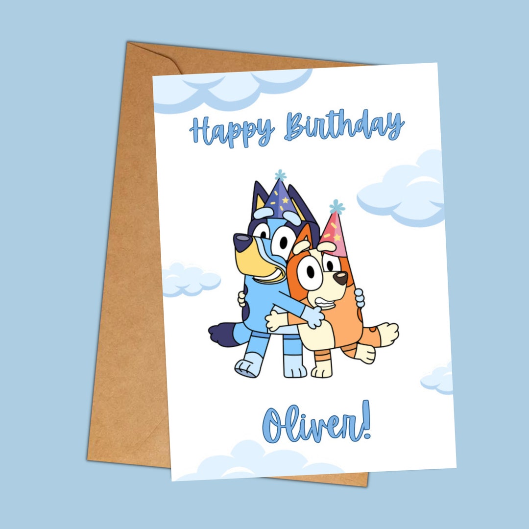 Bluey Personalised Birthday Card, Kids Birthday Card A5 - Etsy