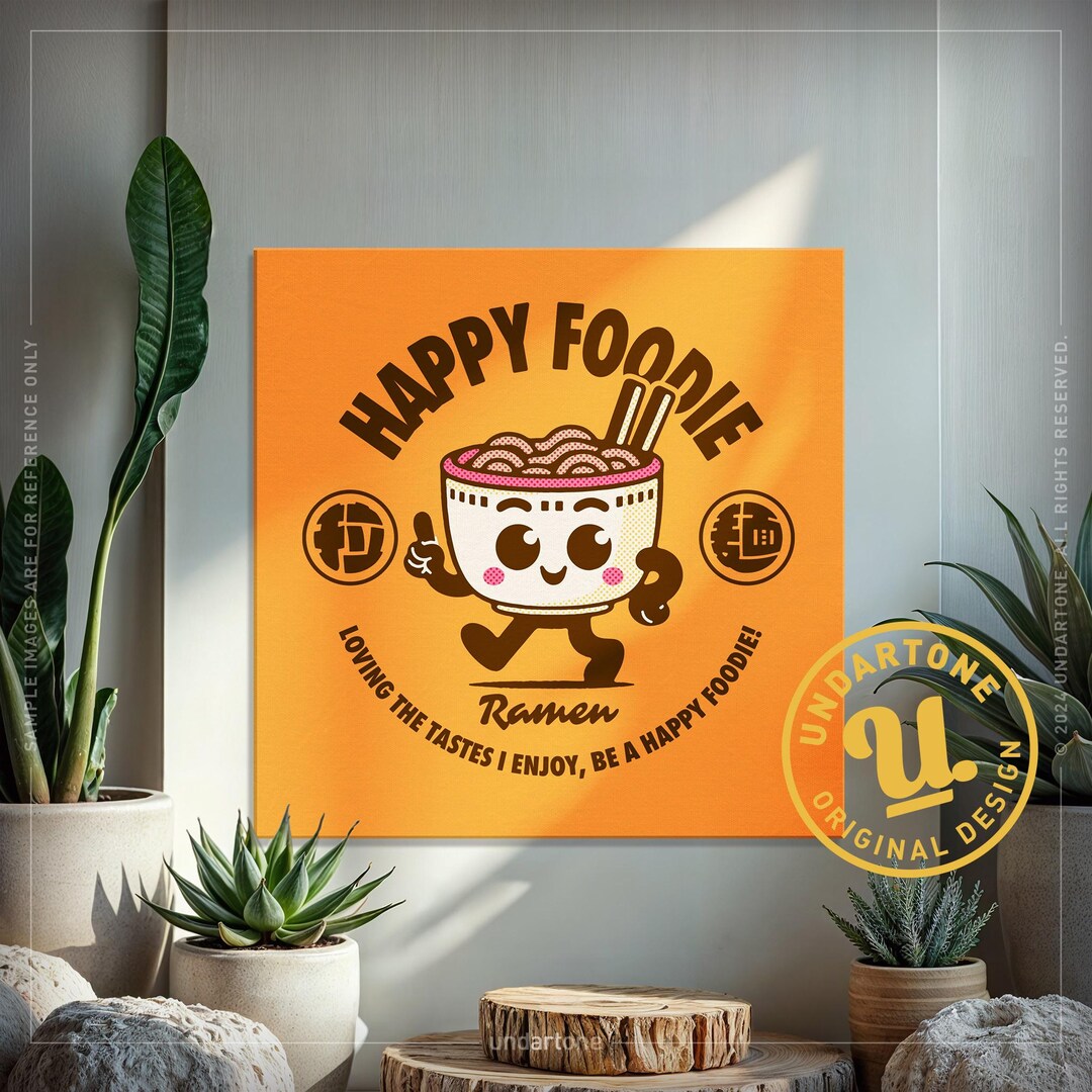 Happy Foodie Ramen Lover Poster – Cute Ramen Design With Japanese Kanji ...
