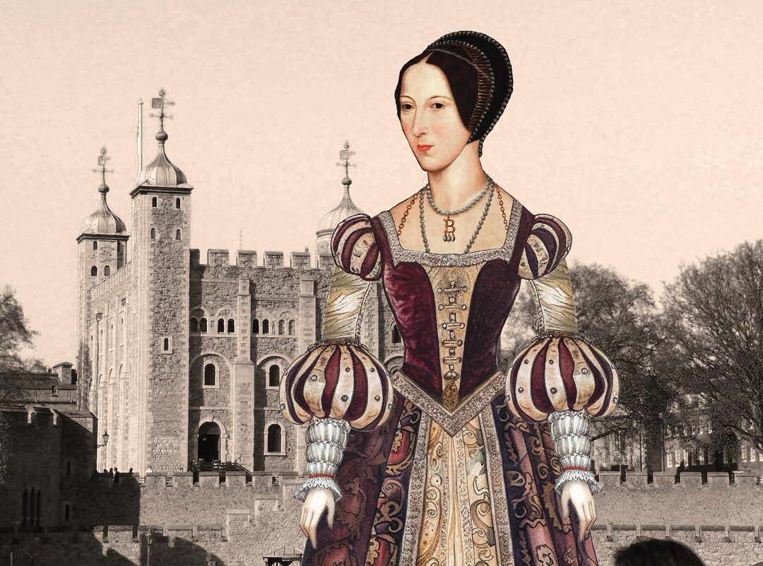 Queen ANNE BOLAYN Artiqulated Paper Doll Collage Sheet Henry VIII Tudor ...