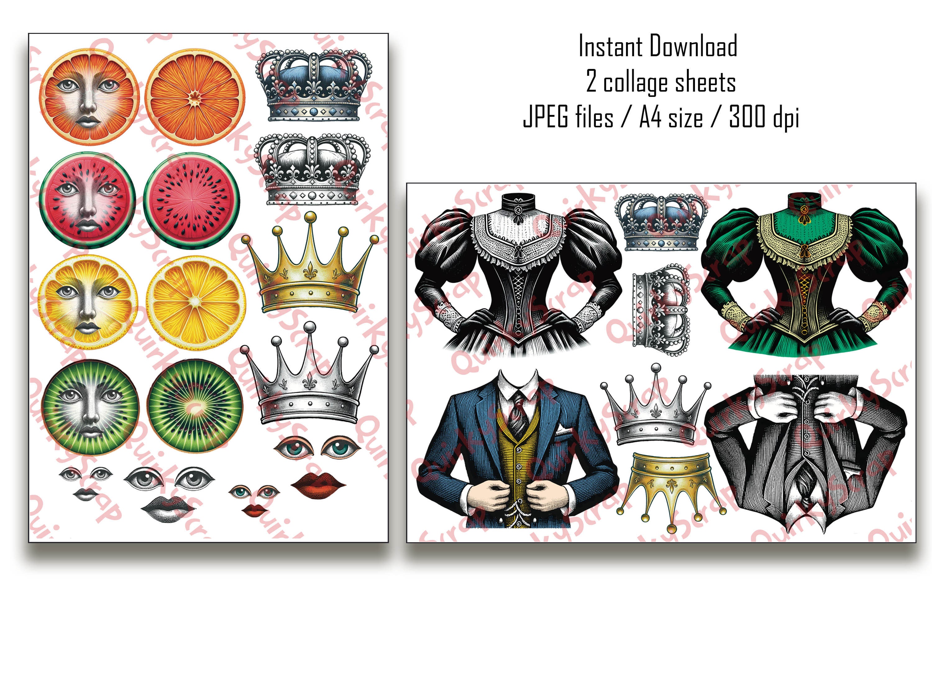 Articulated Paper Doll Digital Altered Art, Digital Collage Sheet for ...