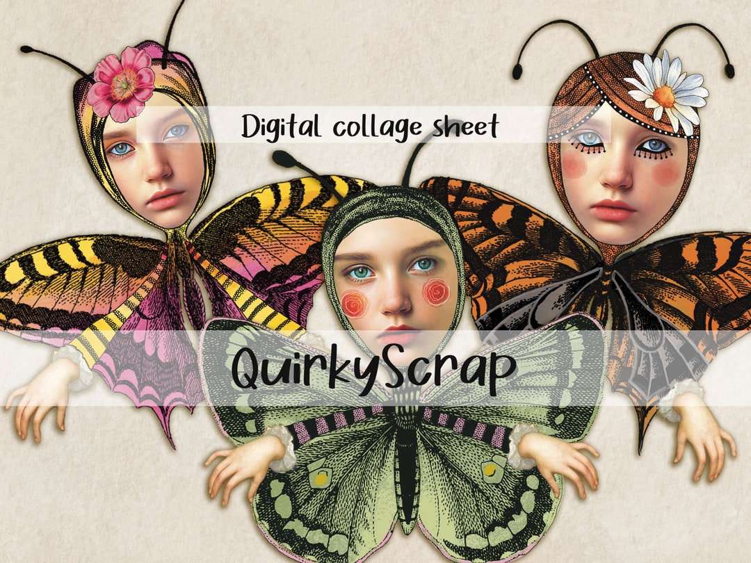 Quirky Butterflies Junk Journal Vintage Ephemera Kit, Whimsical ...