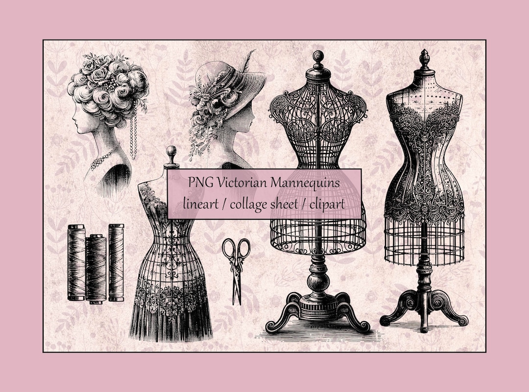 Victorian Dress Form Collage Sheet, Vintage Illustration, Digital Paper ...
