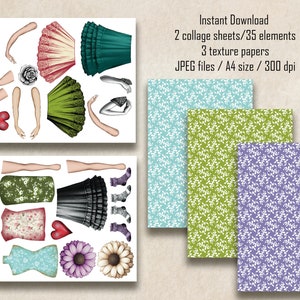 Articulated PAPER DOLL, Altered Art Digital Collage Sheet, Junk Journal ...