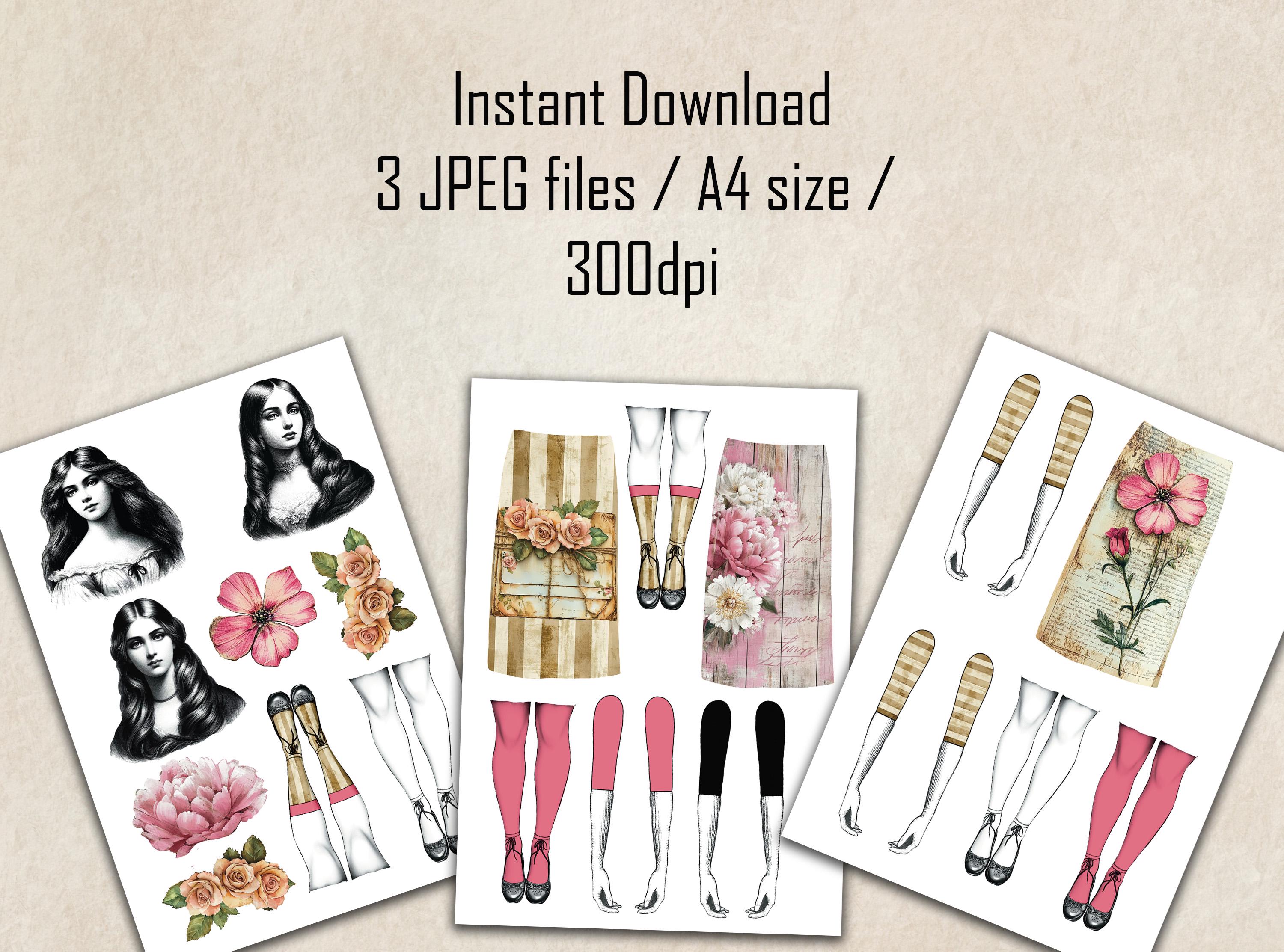 Articulated Paper Doll Collage Sheet, Body Positive Moveable Paper ...