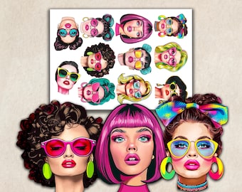 PAPER DOLL Faces Altered Art, Printable Fussy Cut Girl Faces, Collage ...