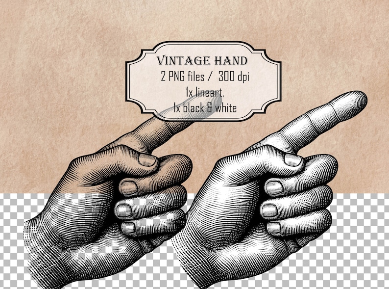 Pointing Finger Hand Clipart, PNG Victorian Style Illustration, Graphic ...