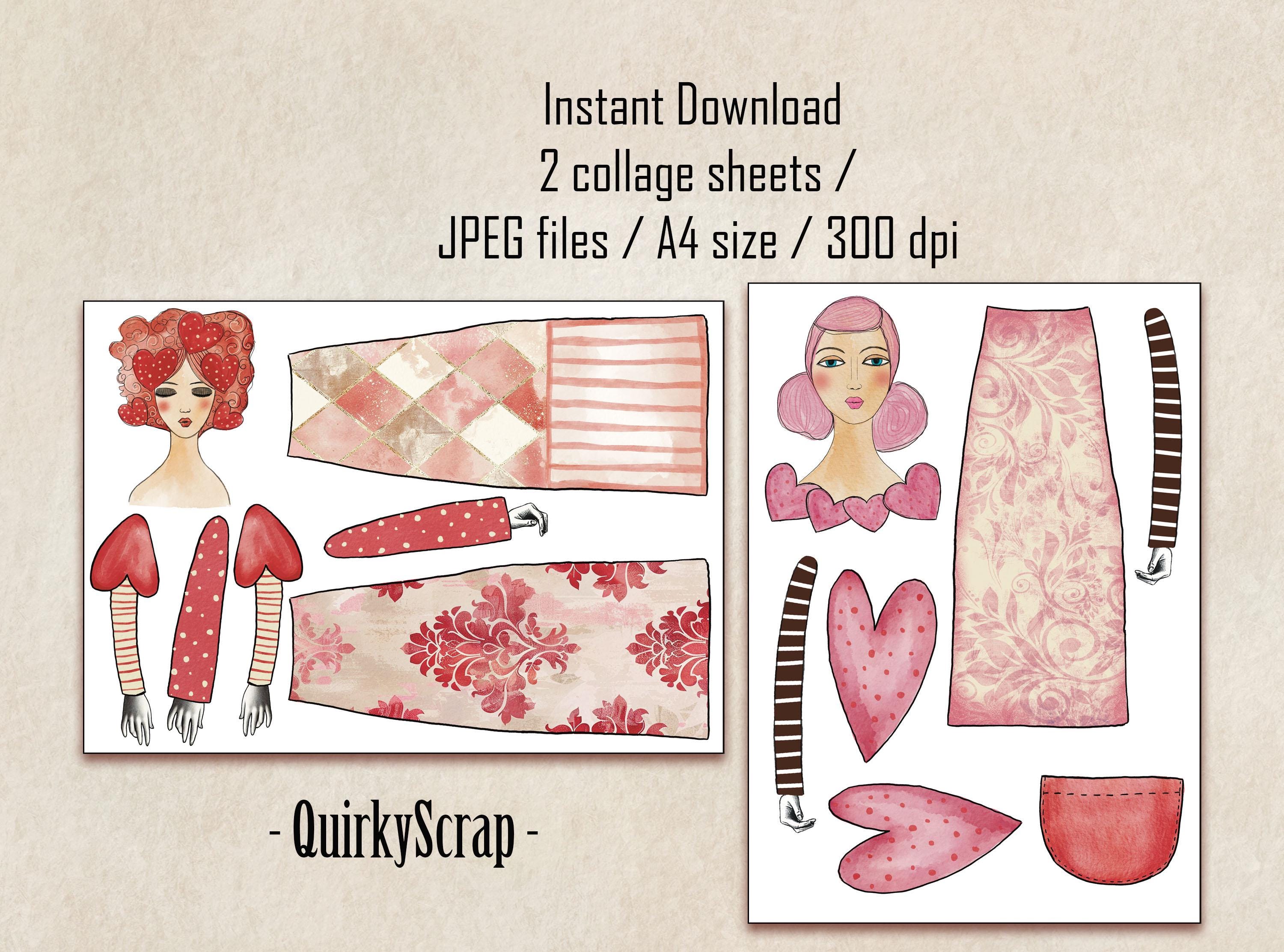 Heart Princesses Printable Paper Doll Collage Sheet, Whimsical Fairy ...