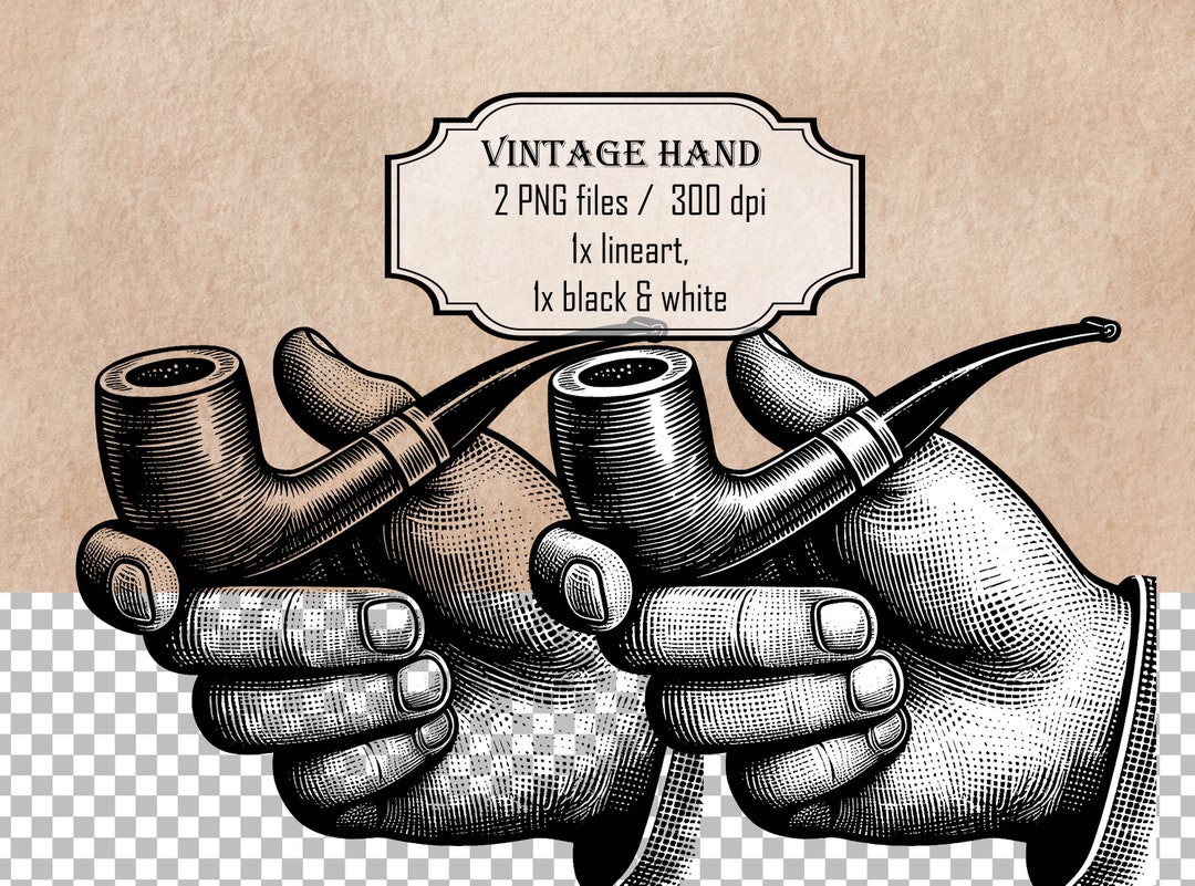 Hand Holding Smoking Pipe Clipart, PNG Victorian Style Illustration ...