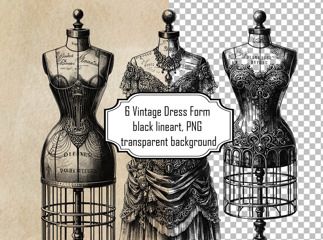 Victorian Dress Form Overlays Clipart, Vintage Illustration, Digital ...