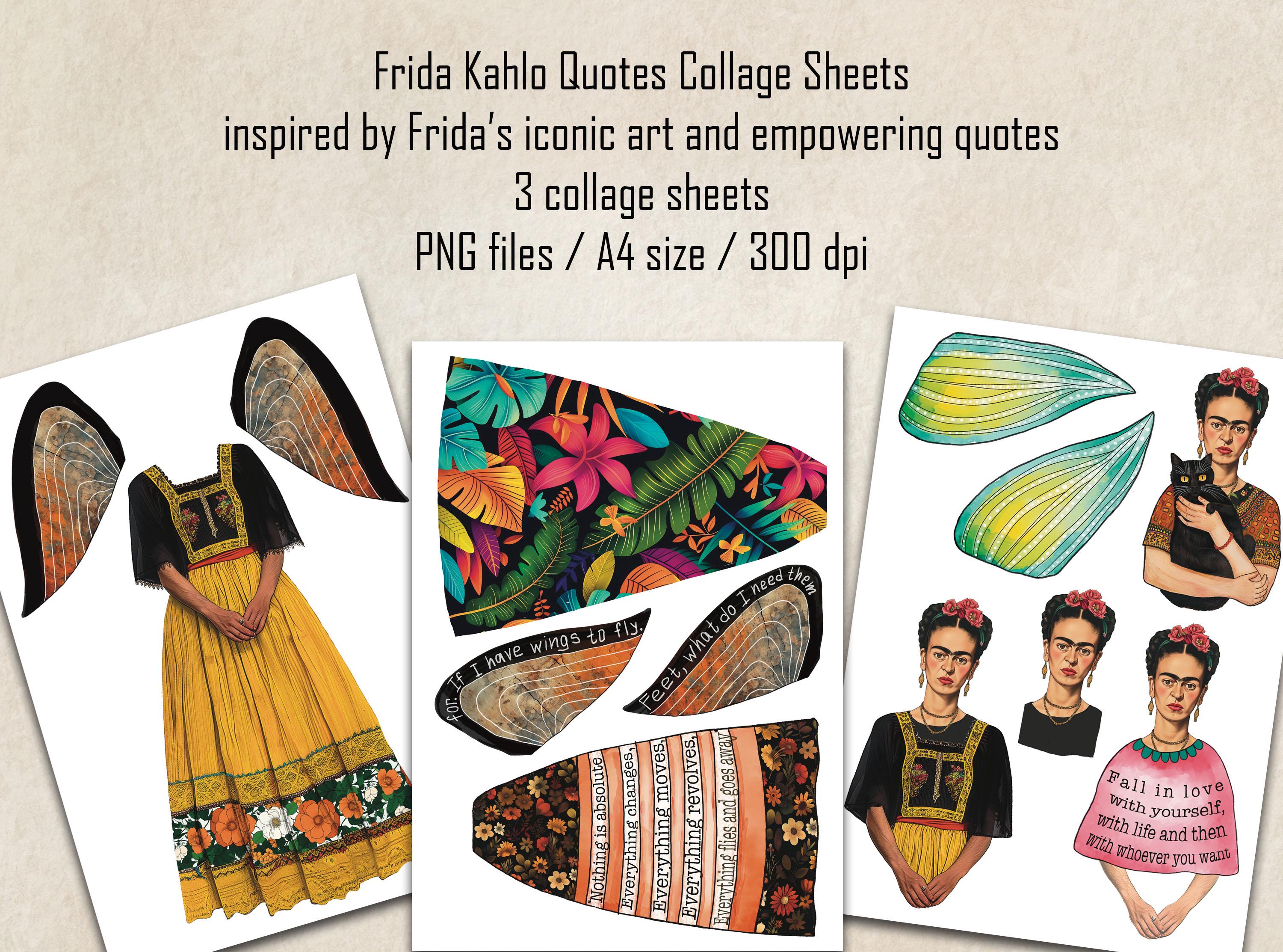 Frida's Quotes Paper Doll Collage Sheet Articulated Mexican Art Doll ...