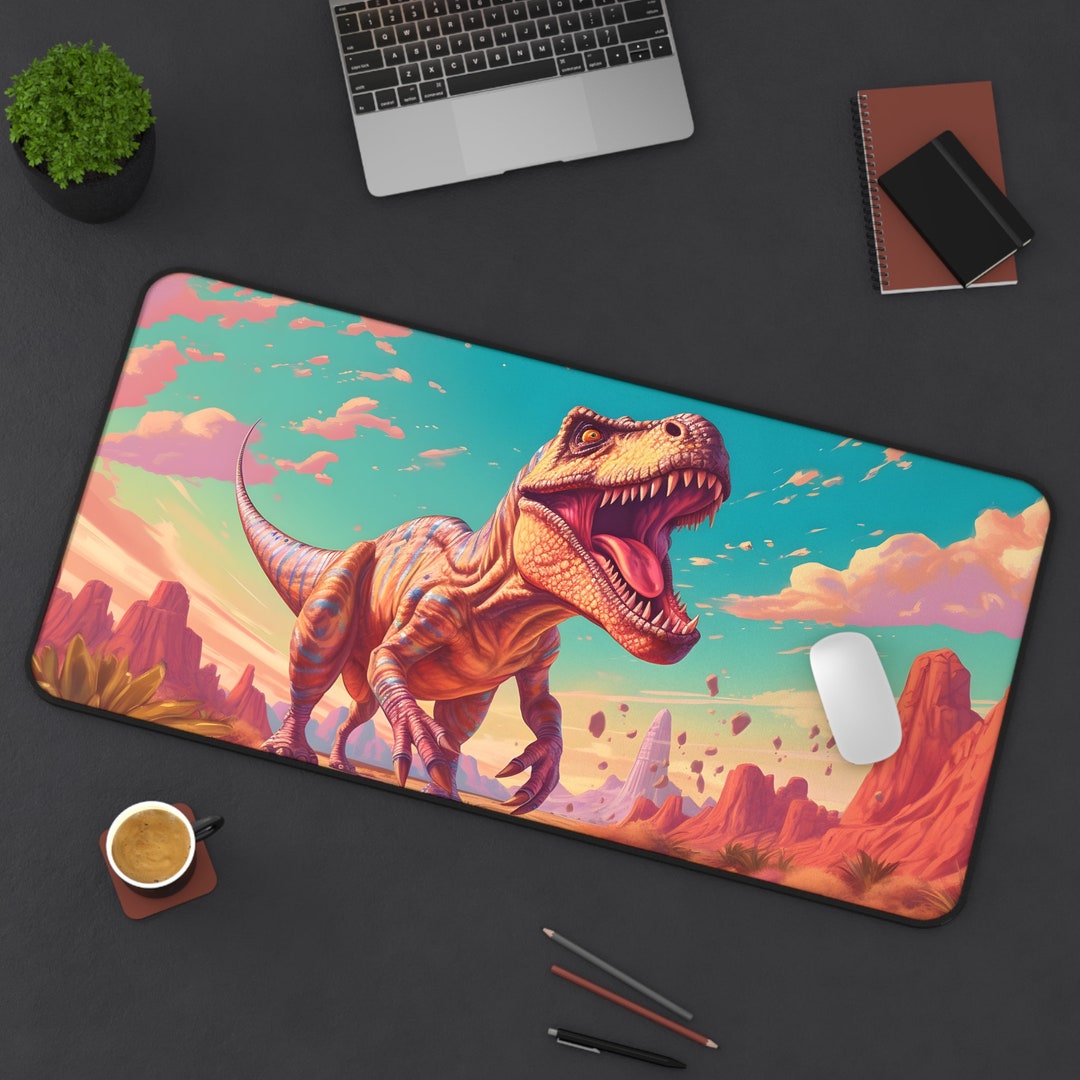 Dinosaur Desk Mat, Unique Computer Pad, Gaming Mouse Pad, Dinosaur ...