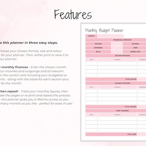 Printable Monthly Budget Planner | Expense and Bill Tracker | Savings ...