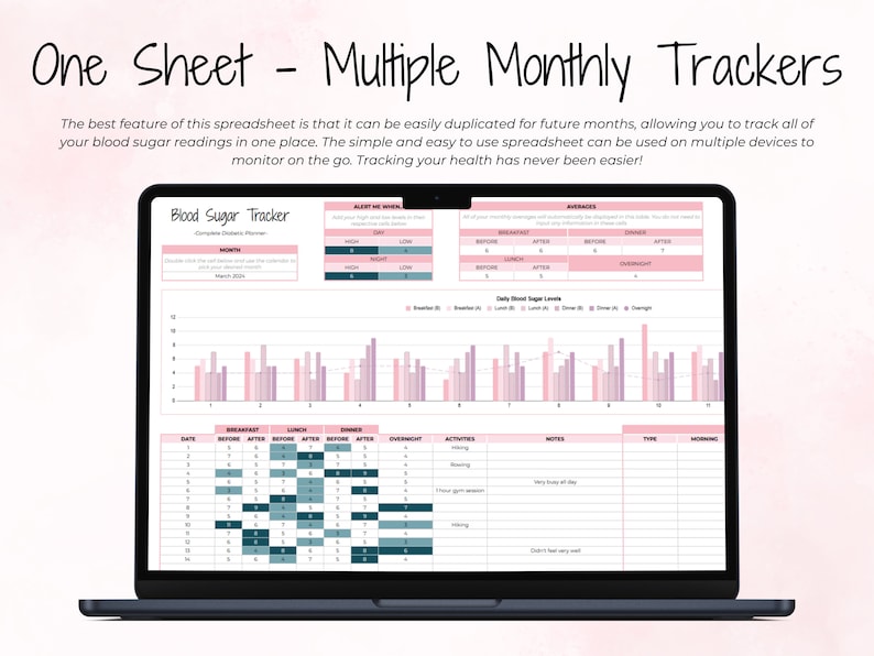 Editable Blood Sugar Tracker Spreadsheet | Diabetes Insulin Chart ...