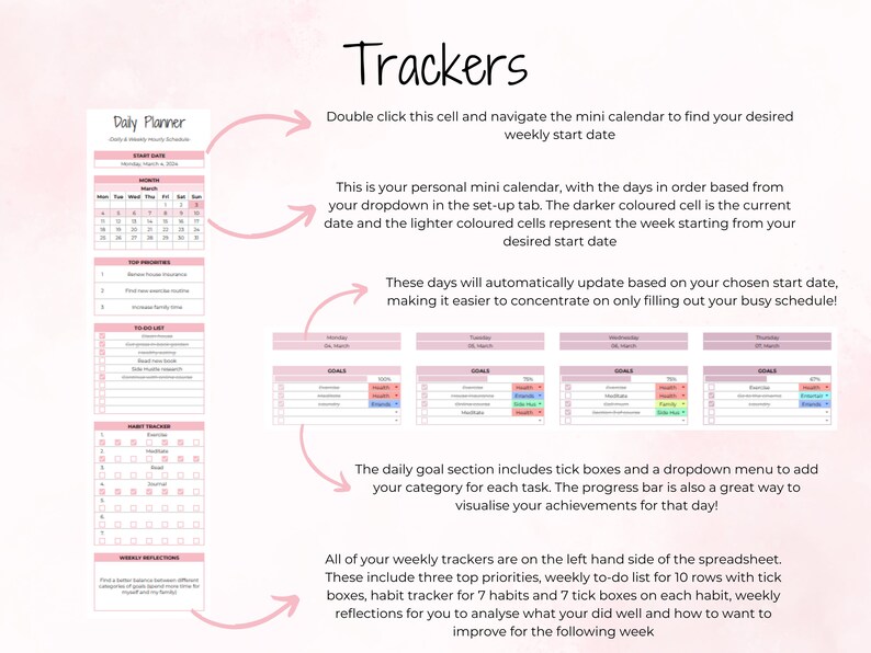 Editable Weekly Planner Template: Daily Schedule, Google Sheets & Excel ...