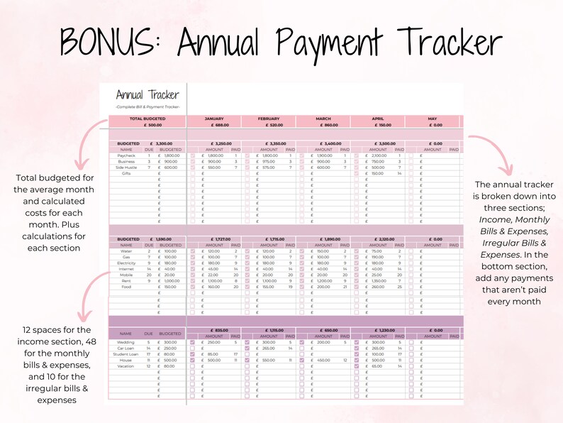 Editable Bill Payment Tracker: Monthly Budget Spreadsheet (google ...