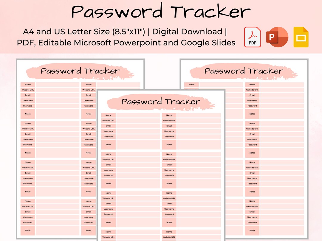 Editable Password Tracker Password and Account Organiser - Etsy