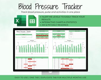 Blood Pressure and Pulse Tracker Excel Spreadsheet - Etsy