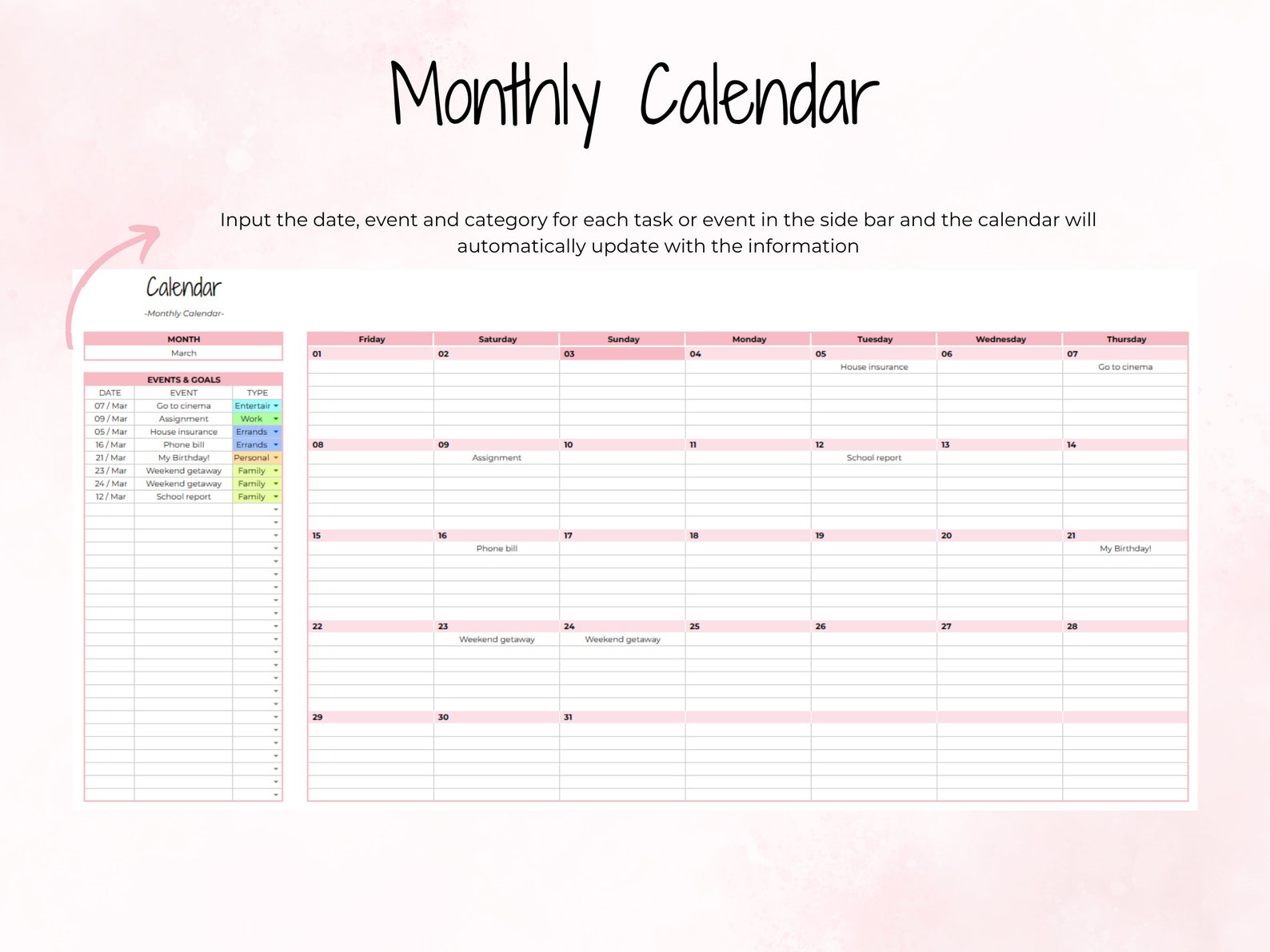 Editable Weekly Planner Template: Daily Schedule, Google Sheets & Excel ...
