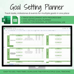 Goal Setting Spreadsheet | Digital Goal Planner | Goal and Habit ...