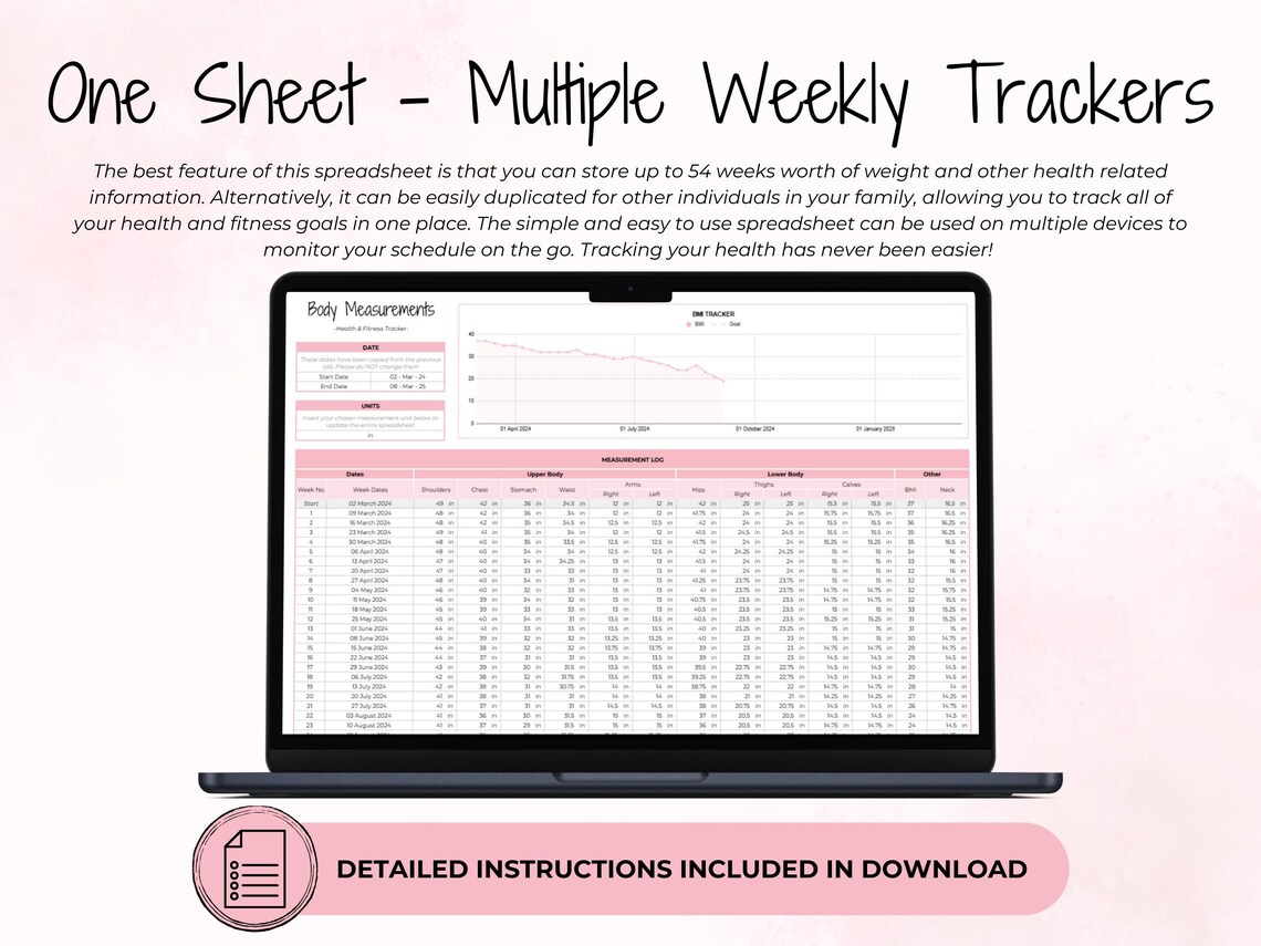 Editable Weight & Health Tracker | Weight Loss Planner | Body ...