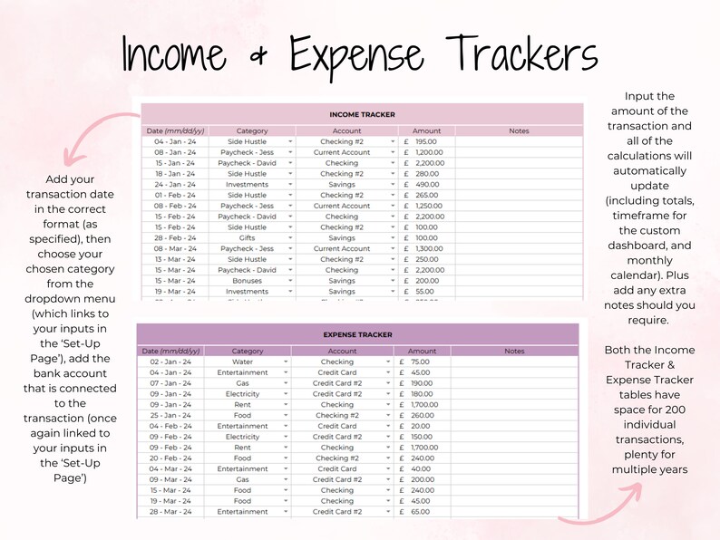 Editable Income & Expense Tracker Spreadsheet Personal Finance Planner ...