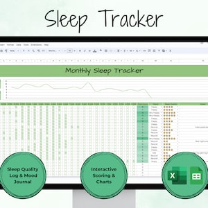 Editable Sleep Tracker Spreadsheet | Daily and Monthly Journal | Sleep ...
