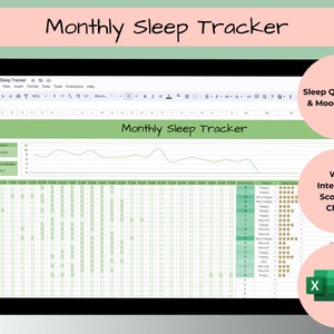 Editable Sleep Tracker Spreadsheet Daily and Monthly Journal Sleep ...