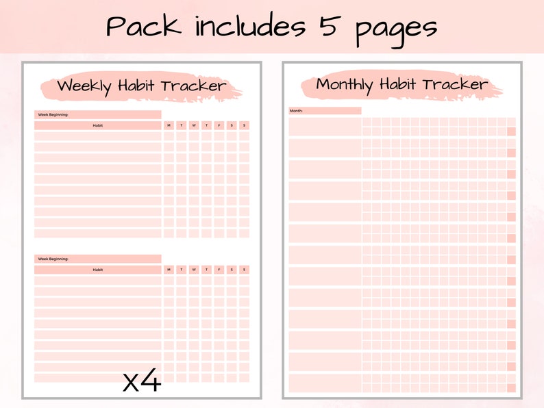 Editable Habit Tracker Bundle Daily Weekly & Monthly - Etsy
