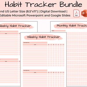 Editable Habit Tracker Bundle Daily Weekly & Monthly - Etsy
