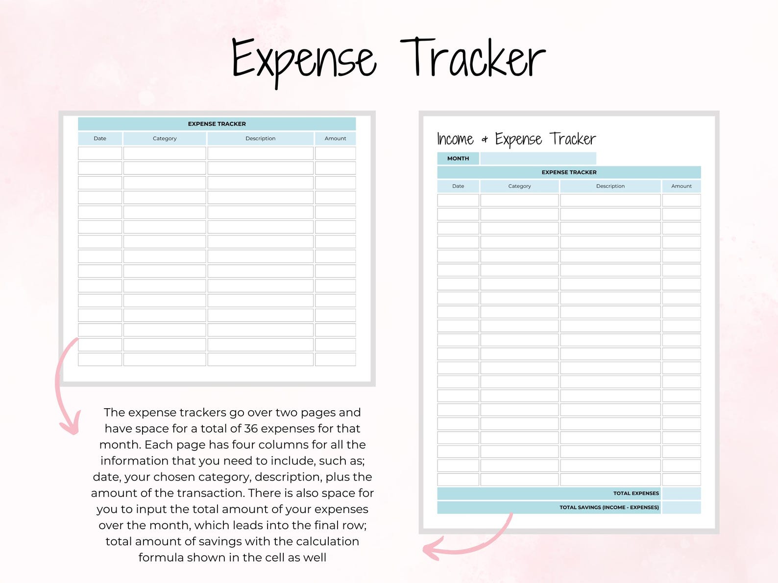 Printable Income & Expense Tracker: Monthly Budget Planner (PDF, Canva ...