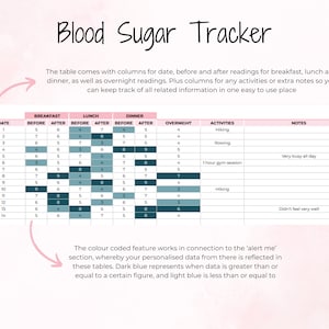 Editable Blood Sugar Tracker Spreadsheet | Diabetes Insulin Chart ...