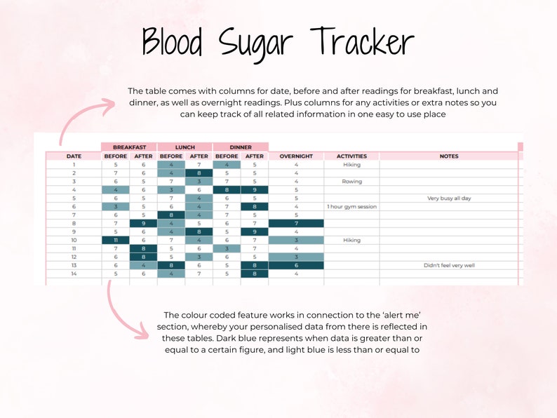 Editable Blood Sugar Tracker Spreadsheet | Diabetes Insulin Chart ...