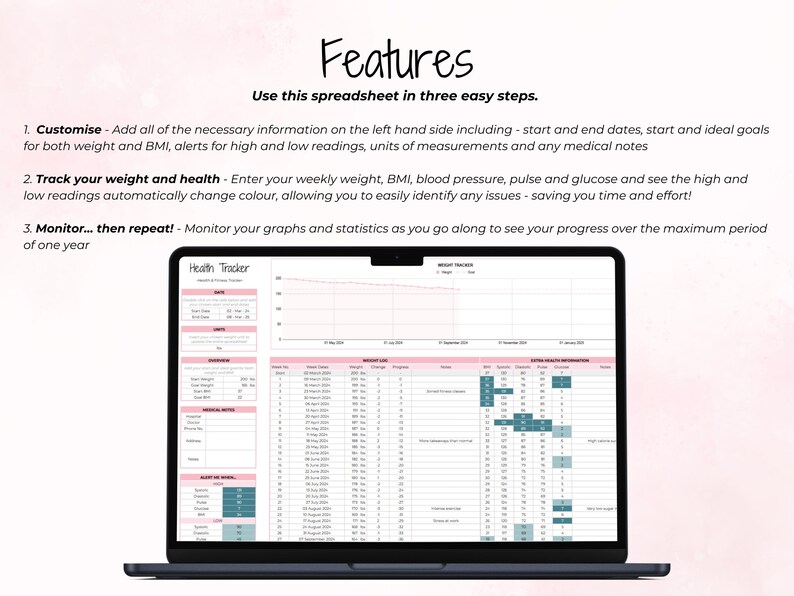 Editable Weight & Health Tracker | Weight Loss Planner | Body ...
