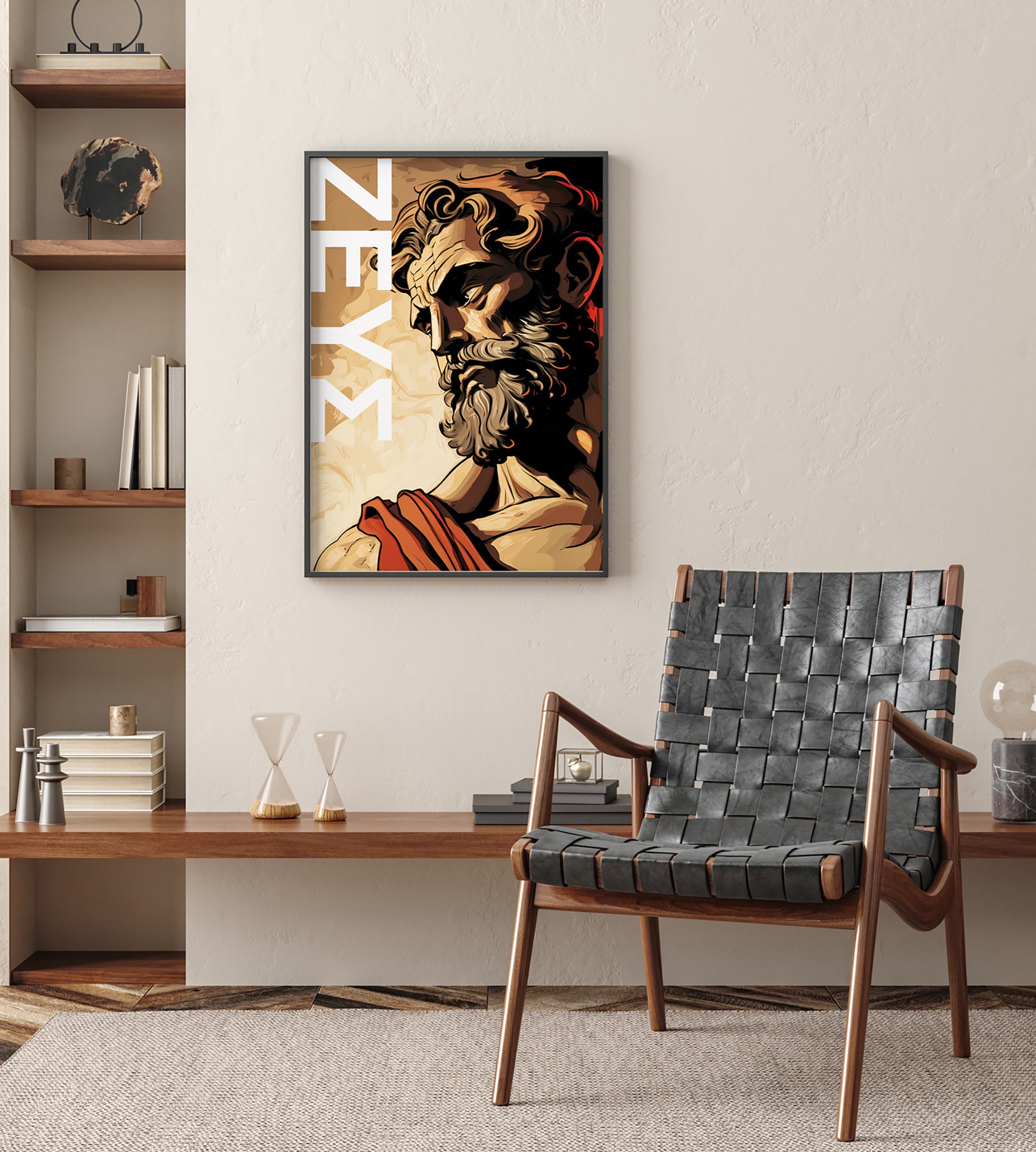 Zeus Poster, Downloadable Poster, Colorful Wall Painting, Modern ...