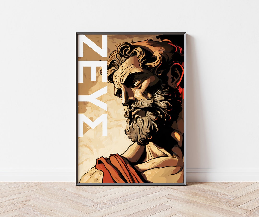 Zeus Poster, Downloadable Poster, Colorful Wall Painting, Modern ...