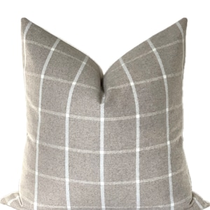 Wool, Pillow Cover, Plaid, Beige, Greige, Cream - Etsy