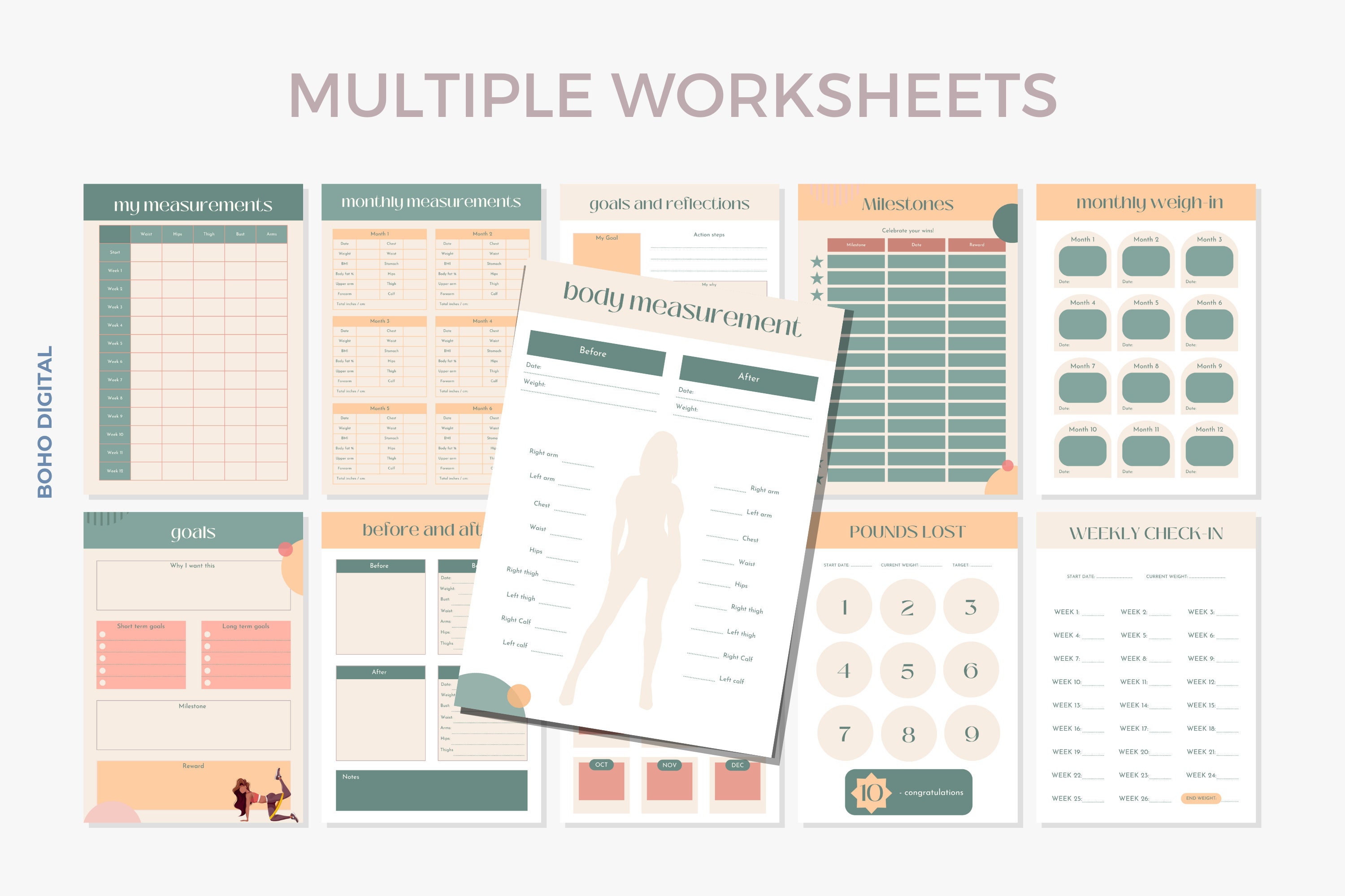 Weight Loss Journal & Tracker Boho Personal Trainer Fitness Gym Weight ...