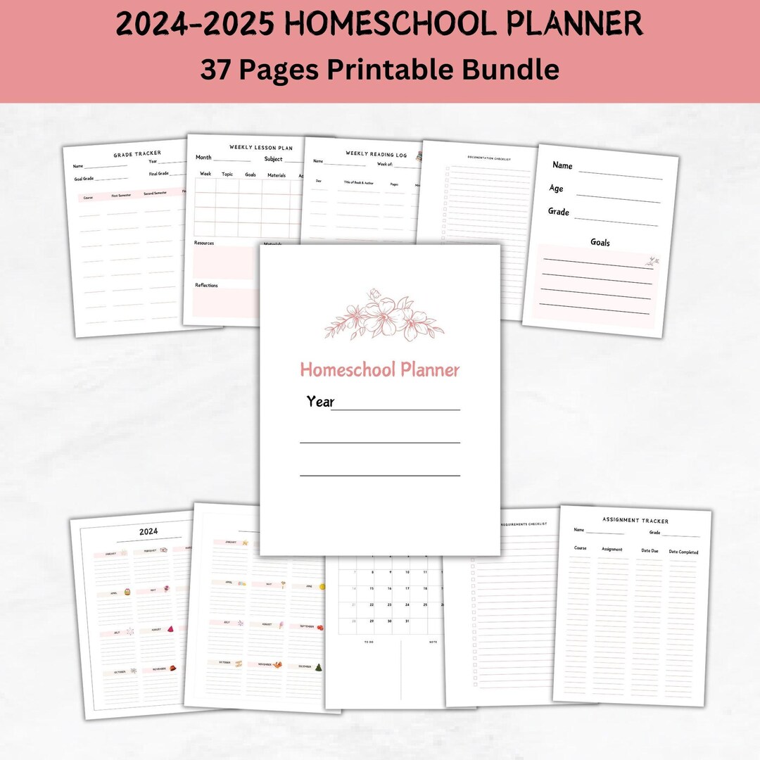 Homeschool Planner Printable 2024-2025 | Homeschool Planner Pages ...