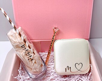 Personalised Pink Gift Box With White Printed Name Wedding Box ...