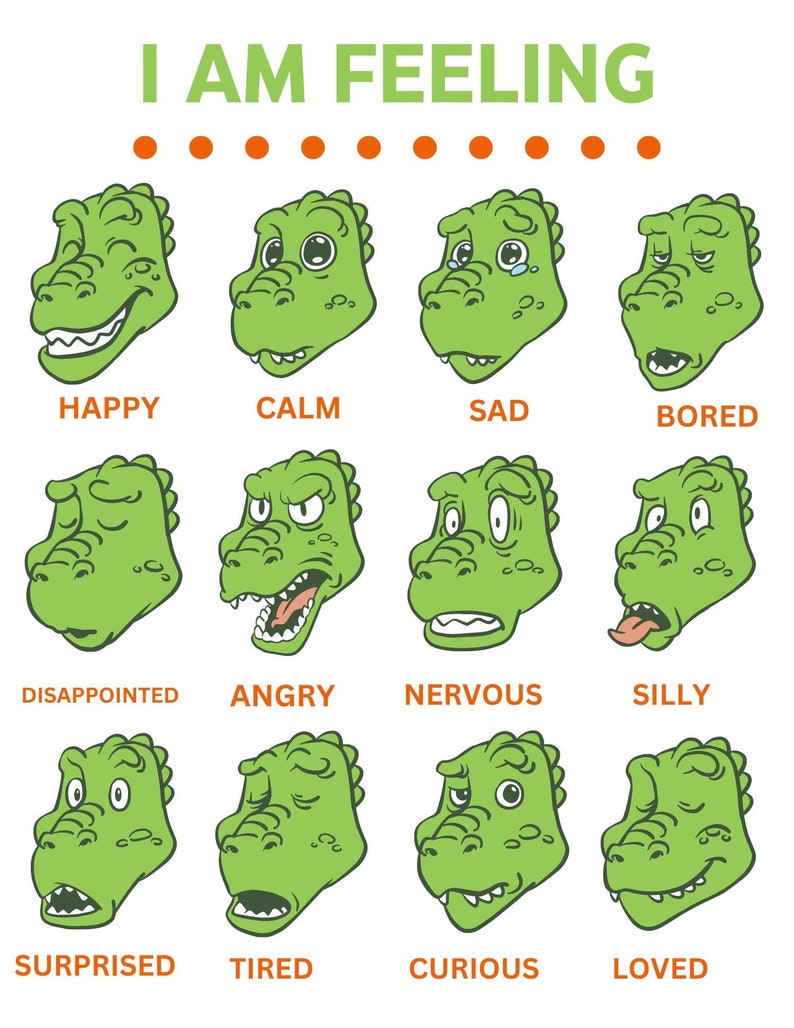 Dinosaur Emotions and Feelings Chart | Toddler and Preschool Emotional ...